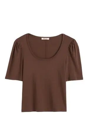Madewell Puff-Sleeve Scoopneck Tee Roasted Chicory