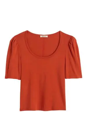 Madewell Puff-sleeve Scoopneck Tee - Rustic Flame