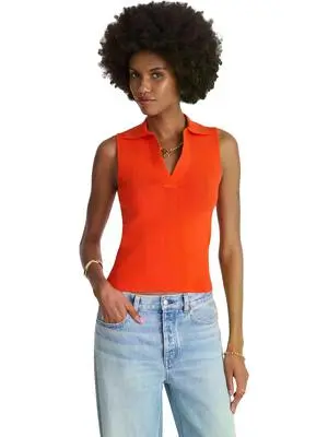 Madewell Cotton Johnny-collar Sweater Tank - Fiery Orange