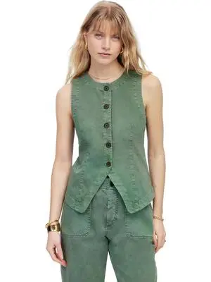 Madewell Twill Crewneck Vest - Green