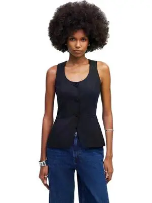 Madewell Scoopneck Cutaway Vest In Drapey Twill - True Black