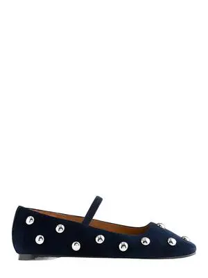 Madewell The Greta Stud-embellished Leather Ballet Flats - Deep Indigo