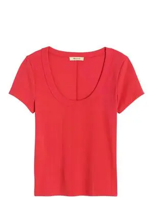 Madewell Generative Cotton Ribbed Scoopneck Tee - Watermelon