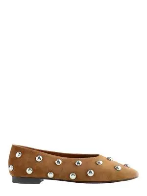 Madewell Mylie Studded Suede Ballet Flats - Dried Acorn