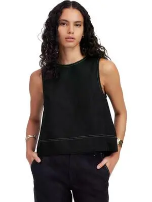 Madewell Linen Pleated Shell Top - Jet Black