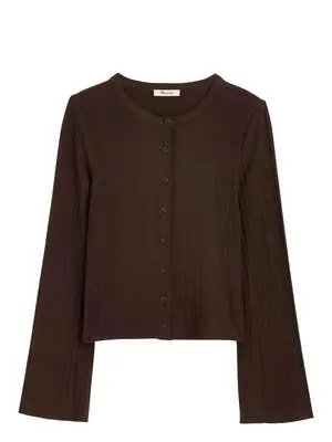 Madewell Flared-sleeve Ribbed Cardigan - Dark Carob