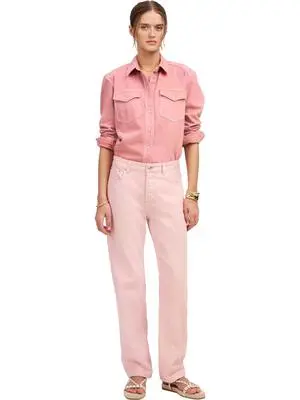 Madewell The Darted Barrel-leg Jean In Garment-dyed Denim - Subtle Blossom