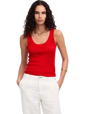 Madewell Linen-blend Scoopneck Sweater Tank - Festival Red