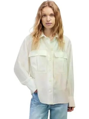 Madewell Silk Utility-pocket Button-up Shirt - Winter White