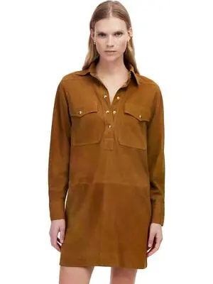 MADEWELL Suede Button-Up Mini Shirtdress
