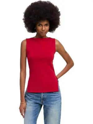 Madewell Sleeveless Boatneck Side Slit Tank Crimson
