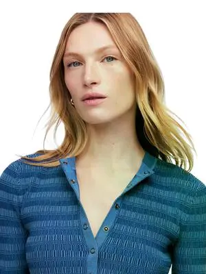 Madewell Henley Striped Sweater Tee - Blue Moon Combo