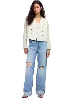 Madewell Double-breasted Cropped Linen Blazer - Salt