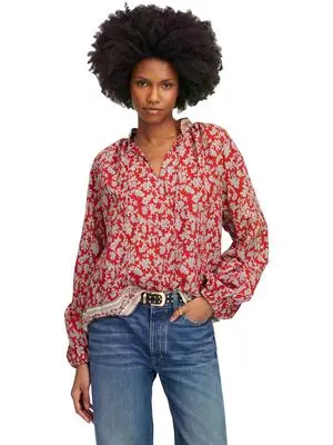MADEWELL Shirred Popover Top In Paisley Print