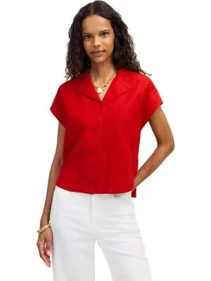 Madewell Resort-collar Linen Shirt - Festival Red