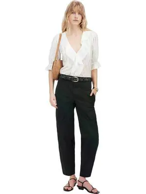 Madewell The Barrel-leg Utility Pant In Garment-dyed Twill - Jet Black