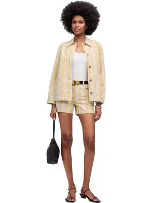 Madewell Long Stripe Chore Jacket - Poplar Yellow
