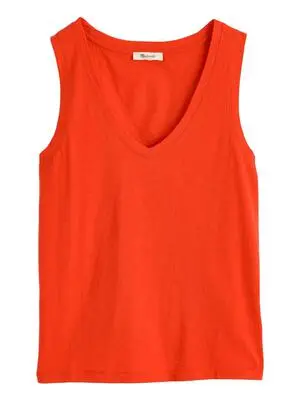 Madewell Slub Relaxed V-neck Tank - Bright Flame