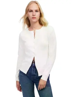Madewell Ribbed Button-front Cardigan - Eyelet White