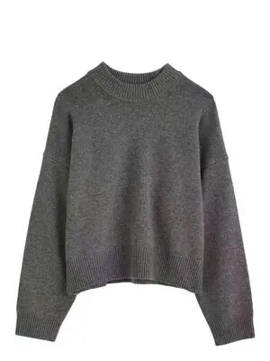 Madewell Softwool Boxy Crewneck Sweater Hthr Smoke
