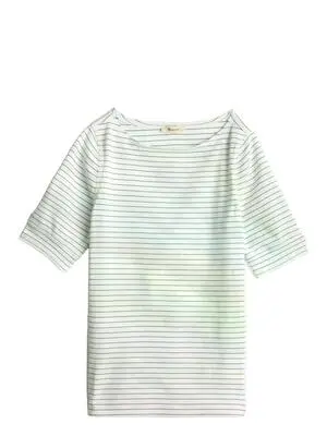 Madewell Ribbed Boatneck Tee In Stripe - Eyelet White