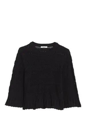 Madewell Scalloped-Trim Sweater Tee Jet Black