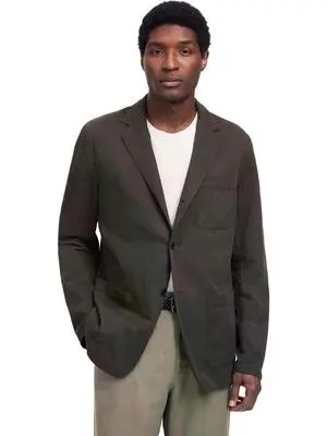 Madewell Unstructured Blazer In Cotton-linen Blend - Soft Charcoal