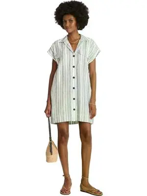 Madewell Striped Linen Utility Shirtdress - Lighthouse