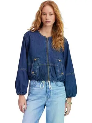 Madewell Bubble-sleeve Jean Bomber Jacket - Newkirk Wash