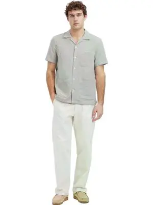 Madewell Basketweave Short-sleeve Button-up - Dusty Celadon