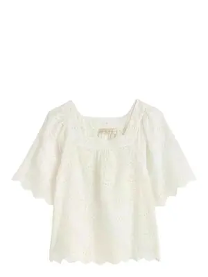 Madewell Natalie Martin Nikki Top - Medallion Embroidery Salt