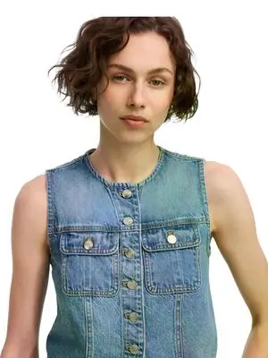 Madewell Cropped Airy Denim Vest - Robertson Wash