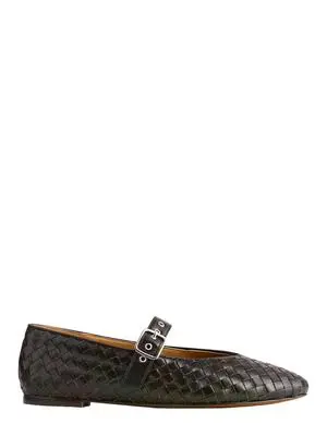 Madewell The Remy Woven Leather Mary Jane Flat - Dark Carob
