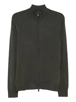 Emporio Armani Zip-up Wool Sweater - Black