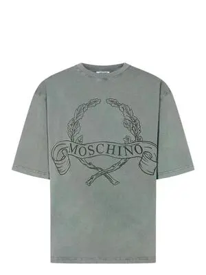 Moschino Laurel Crown Graphic-print T-shirt - Grey