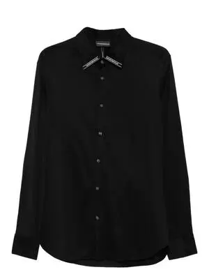 Emporio Armani Logo-plaque Long-sleeve Shirt - Black