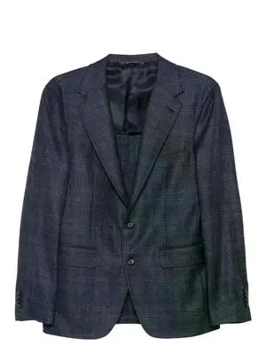 Canali Checked Wool Jacket - Blue
