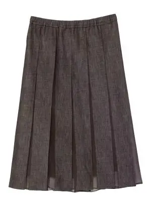 Brunello Cucinelli Pleated Panel Midi Skirt - Brown