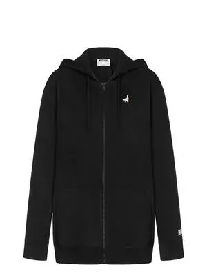 Moschino Duck-embroidered Zip-up Hoodie - Black