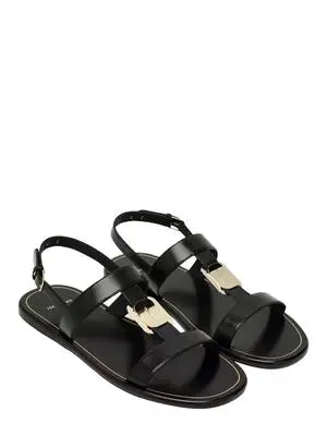 FERRAGAMO Capri Leather Sandals - Black