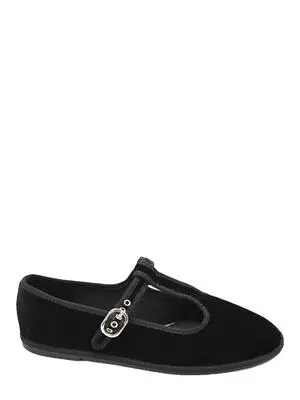 KENNETH COLE Verona T-Strap Flat Black Velvet