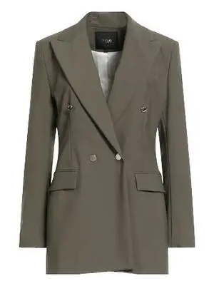 Maje Double-breasted Blazer With Button Details - Green