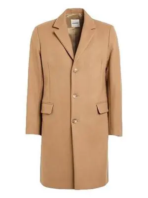 Sandro Single-breasted Coat In Wool, Polyamide, And Cashmere - Beige