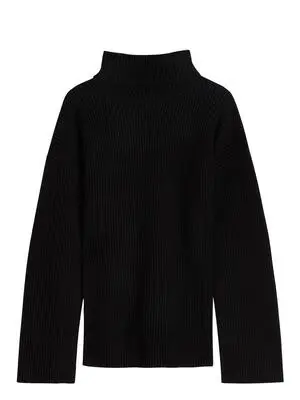TOTÊME Slit Sleeve Ribbed Knit Jumper - Black