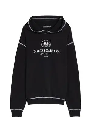 Dolce & Gabbana Logo-embroidered Cotton Sweatshirt - Black