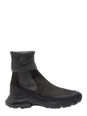 TOD'S Sport Run Nubuck Ankle Boots - Black Grey