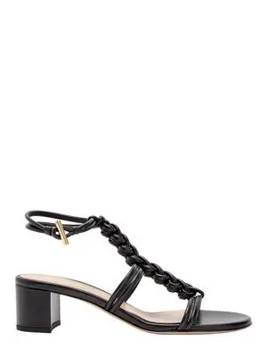 GIANVITO ROSSI Capua 45 Braided Leather Sandals - Black