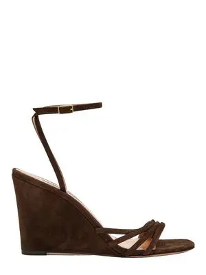 AQUAZZURA Latour 85 Suede Wedge Sandals - Brown