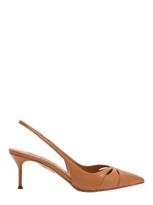 AQUAZZURA Moves 65 Leather Slingback Pumps - Caramel