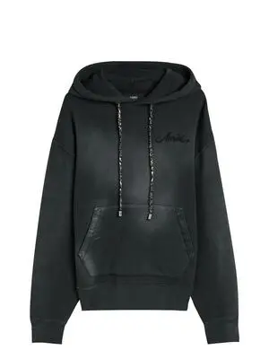 Amiri Bleach Bandana Hooded Cotton Sweatshirt - Black